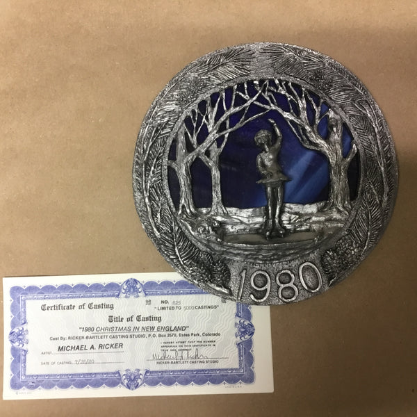 Limited edition hand cast pewter "Christmas" series plates by Michael ...